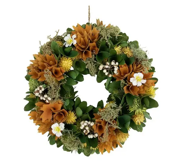 NORTHLIGHT Mixed Floral Spring Wreath 11' O Range - One-color