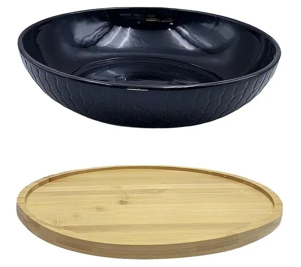 TEMP-TATIONS Carved Willow 13' Lazy Susan With 4-qt Bowl