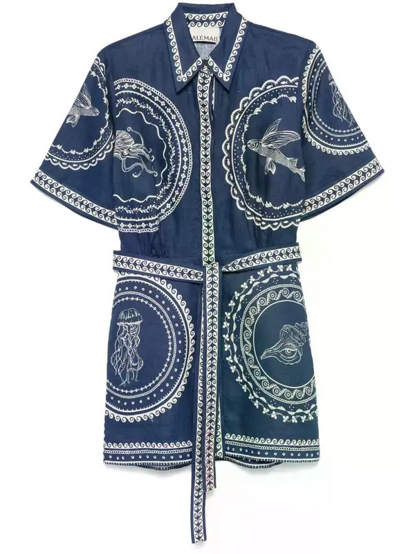 ALEMAIS Oceane Mini Shirt Dress - Blue