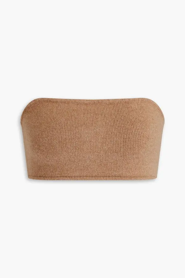 LISA YANG Selah Strapless Cropped Cashmere Top - Light Brown