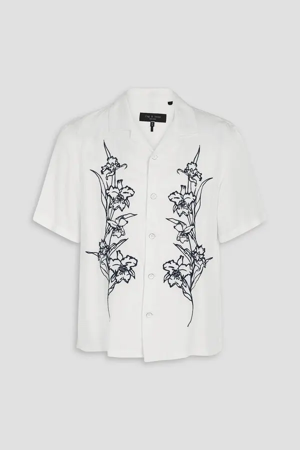 Rag & Bone Avery Embroidered Modaltwill Shirt - White