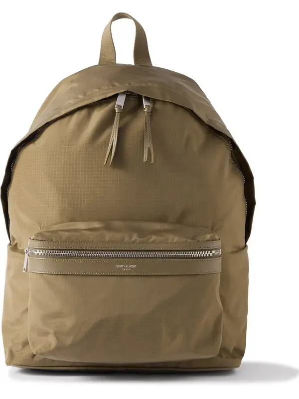 Saint Laurent City Leather-trimmed Ripstop Backpack - Brown