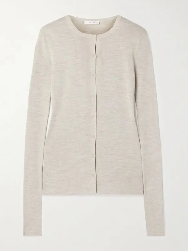 THE ROW Josette Silk Crew Neck Cardigan - Ivory