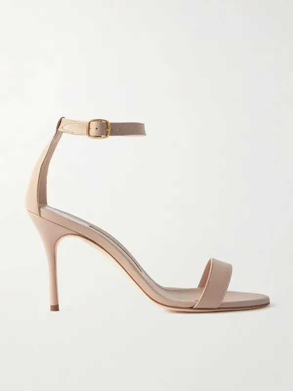 Manolo Blahnik Chaos 90 Leather Sandals - Neutrals