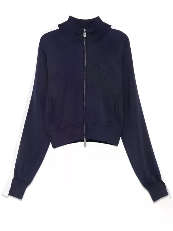 Pinko Embossed Logo Zip-Up Jacket In Blue 68% Off Editorialist