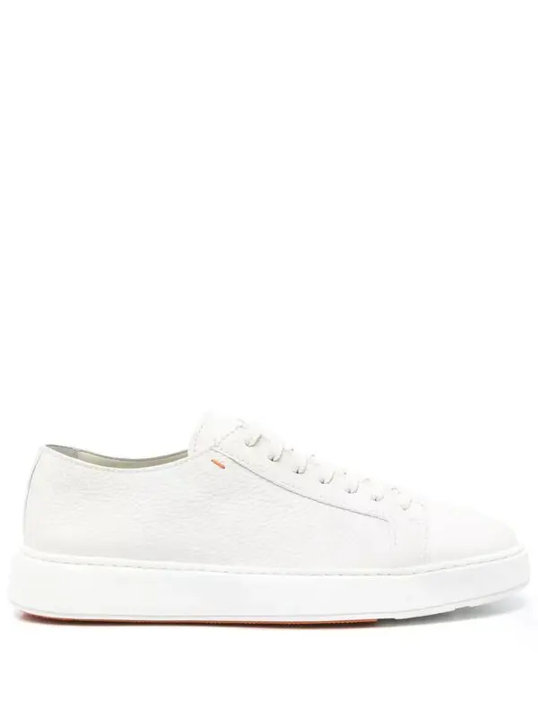 Santoni Grained-Leather Sneakers - White | Editorialist