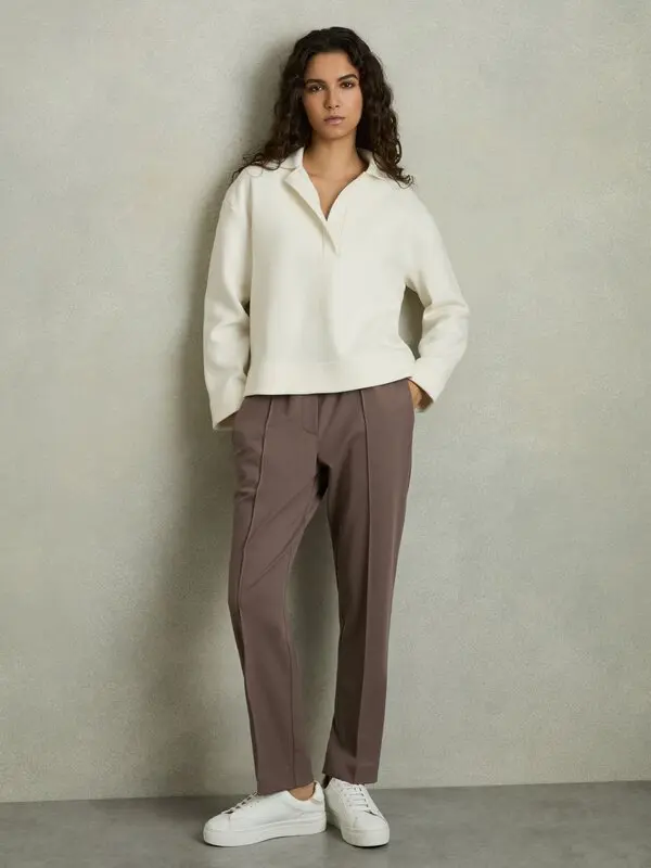 REISS Lucia Tapered Trousers - Mink Neutral
