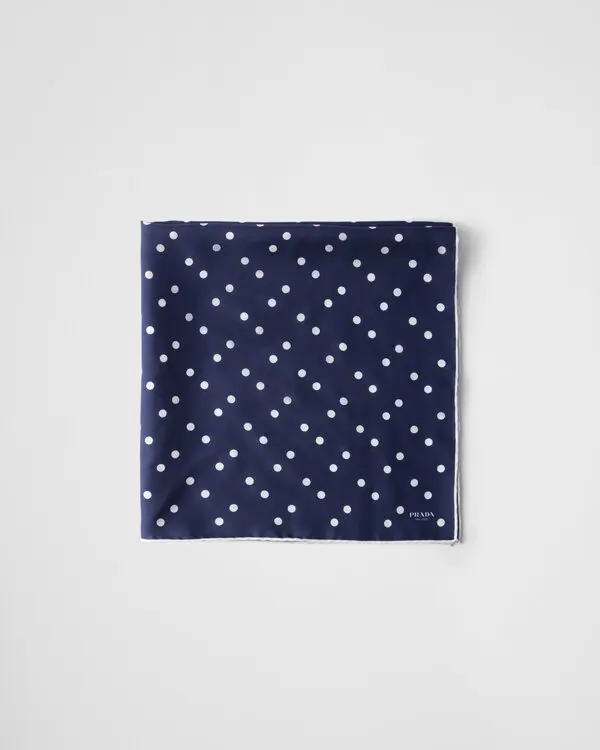 Prada Printed Silk Twill Scarf 65x65 - Blue/white