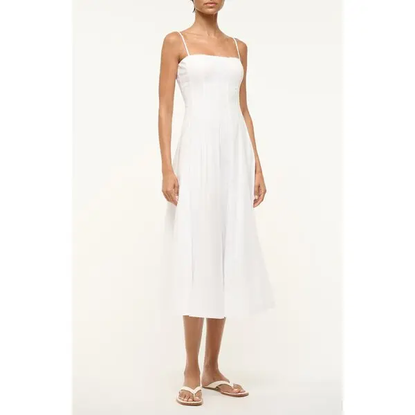 Staud Wylie Seamed Midi Dress - White