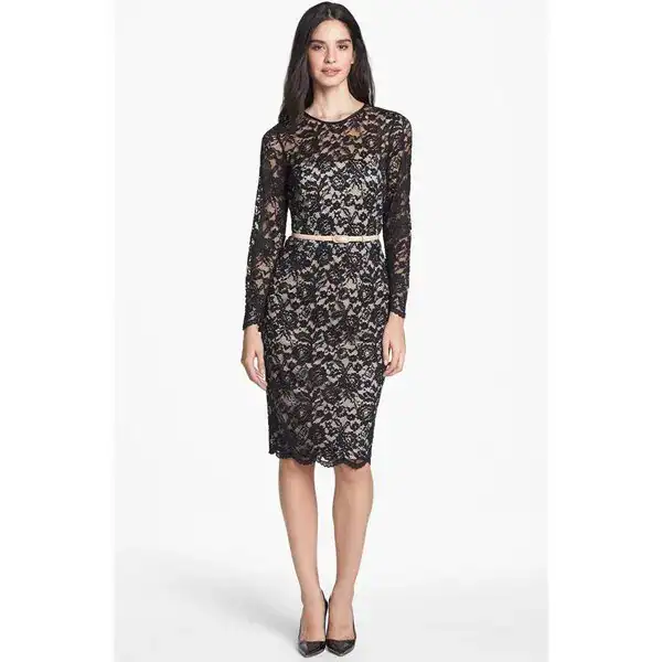 sachin and babi light blue dress Maggy London Embroidered Lace Overlay Midi Dress In Black - 25% Off