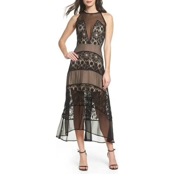 FOXIEDOX Tristan Lace & Chiffon Maxi Dress
