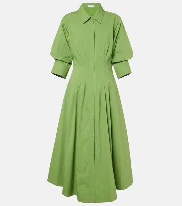Simkhai Jazz Cotton-blend Poplin Midi Shirt Dress - Green