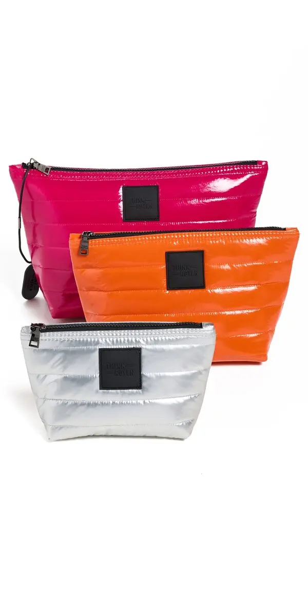 THINK ROYLN Travel Trio Pouches - Fuchsia/orange/silver