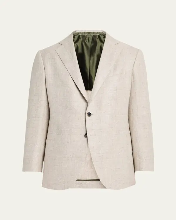 Cesare Attolini Diagonal Mini-herringbone Sport Coat