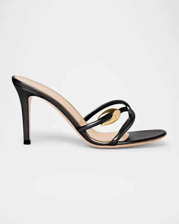 GIANVITO ROSSI Metallic Serpent Twist Stiletto Sandals
