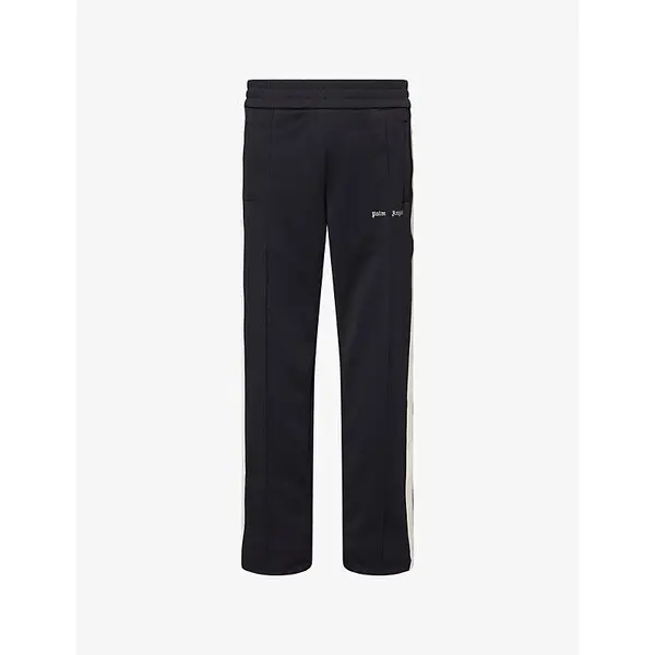 Palm Angels Striped Zipped-cuffs Mid-rise Regular-fit Woven Jogging Bottoms - Black
