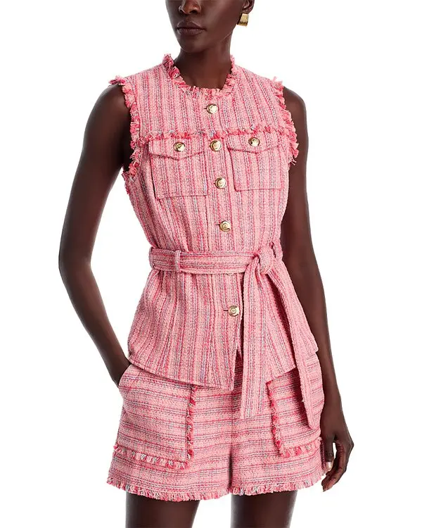 Cinq À Sept Matilda Tweed Reenee Vest - Sugar Coral
