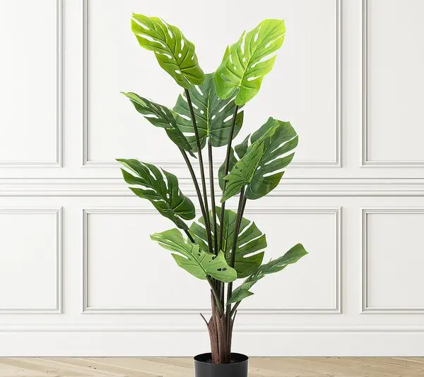 GLITZHOME 3.5ft. Faux Monstera Deliciosa Liebm N Pot