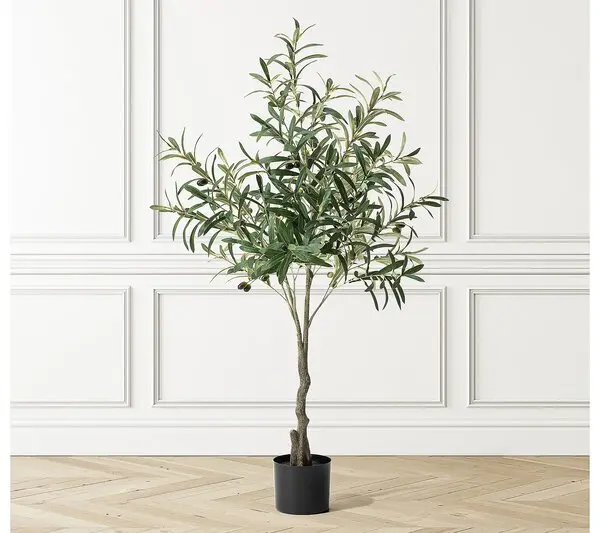 GLITZHOME 4ft Faux Olive Tree In Pot
