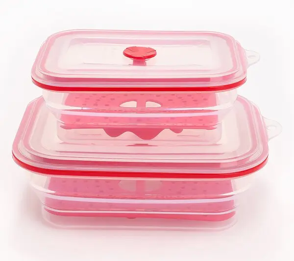 PREPOLOGY As Is S/2 Silicone Collapsiblemicro Steamers