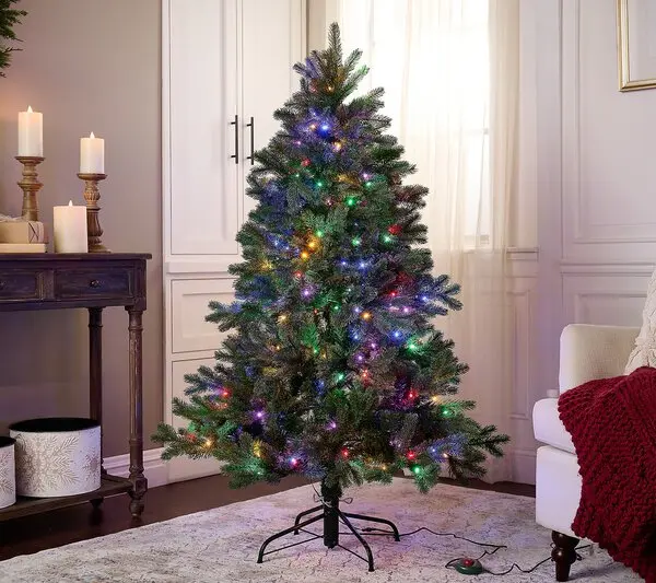 VALERIE PARR HILL As Is 5' Twinkling Natural Touch Spruce Tree Valerie