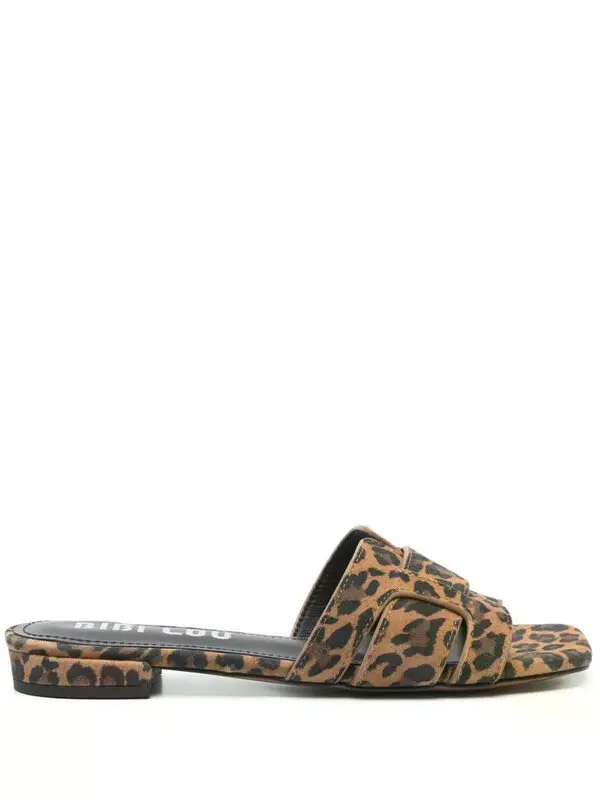 BIBI LOU Holly Leopard Print Flat Slides