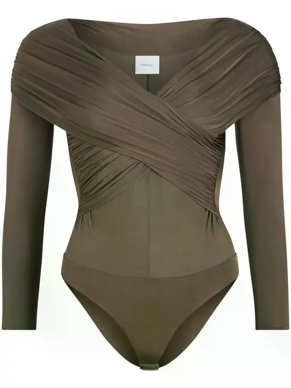 Patou Wrap Bodysuit - Brown