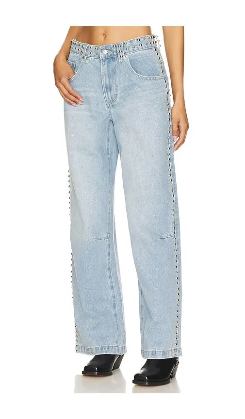 JADED LONDON Studded Colossus Wide Leg Jeans - Light Wash