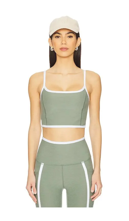 Beyond Yoga Spacedye New Moves High Cropped Tank Top - Grey Sage Heather & Cloud White