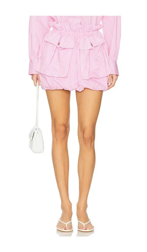 AKNVAS X Logan Striped Bubble Skirt - Pink Spinal Stripe