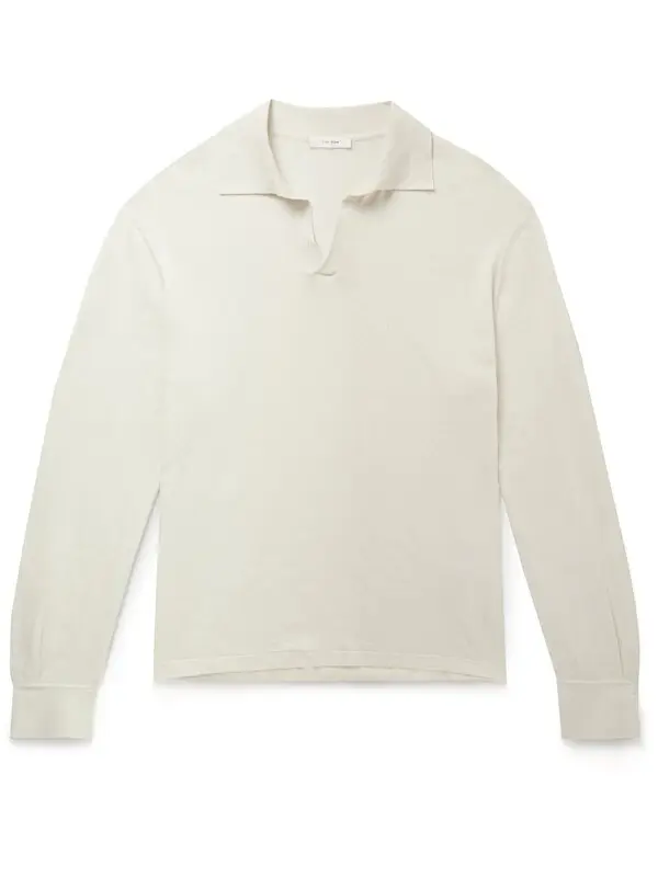 THE ROW Stafford Silk-jersey Polo Shirt - Neutrals
