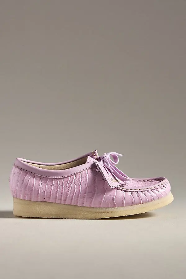 Clarks Wallabee Crocodile Flats - Mauve