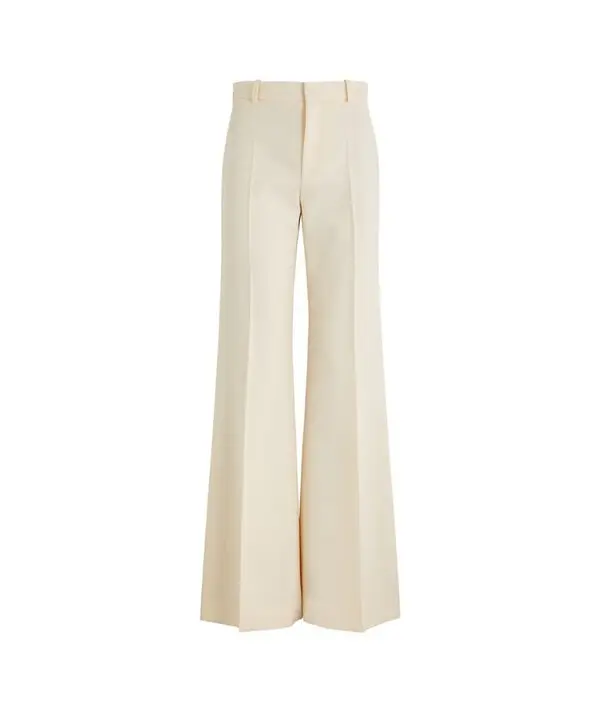 Chloé Flared-leg Wool Trousers - Off White