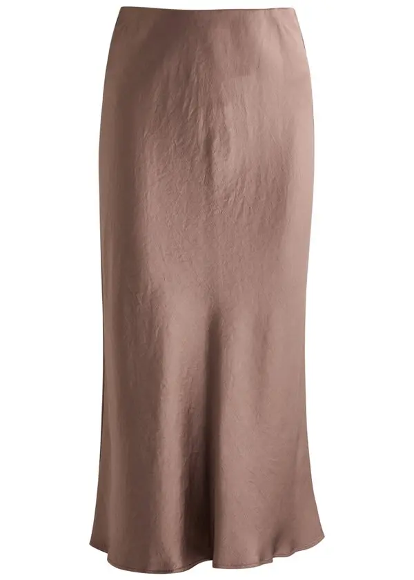 Max Mara Alessio Satin Midi Skirt - Mauve
