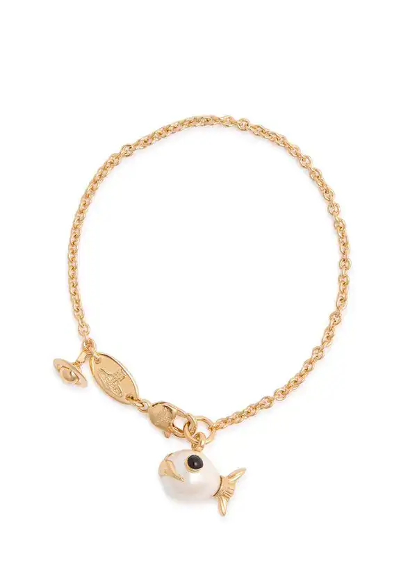 Vivienne Westwood Luzie Fish-Charm Bracelet In Gold - 40% Off