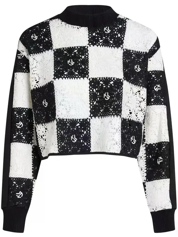 Karl Lagerfeld Crochet Cropped Sweater - White
