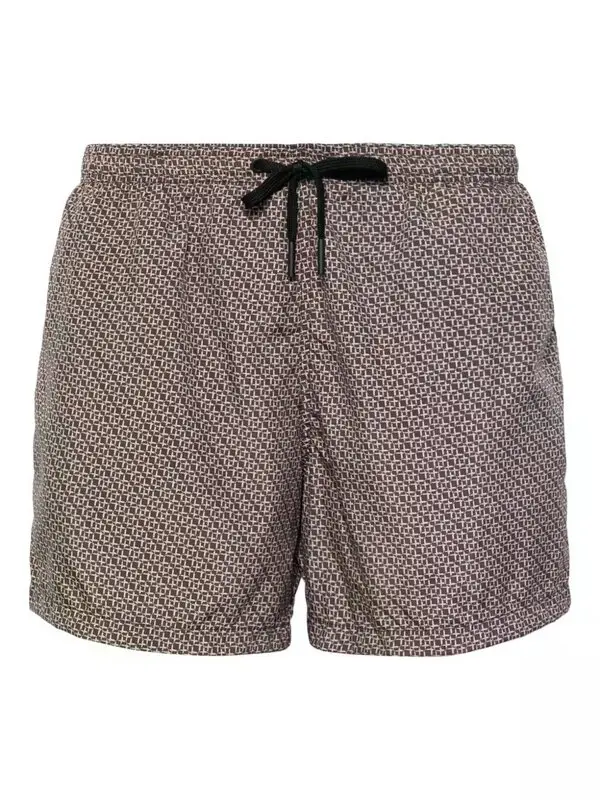 Tagliatore Geometric-print Swim Shorts - Brown