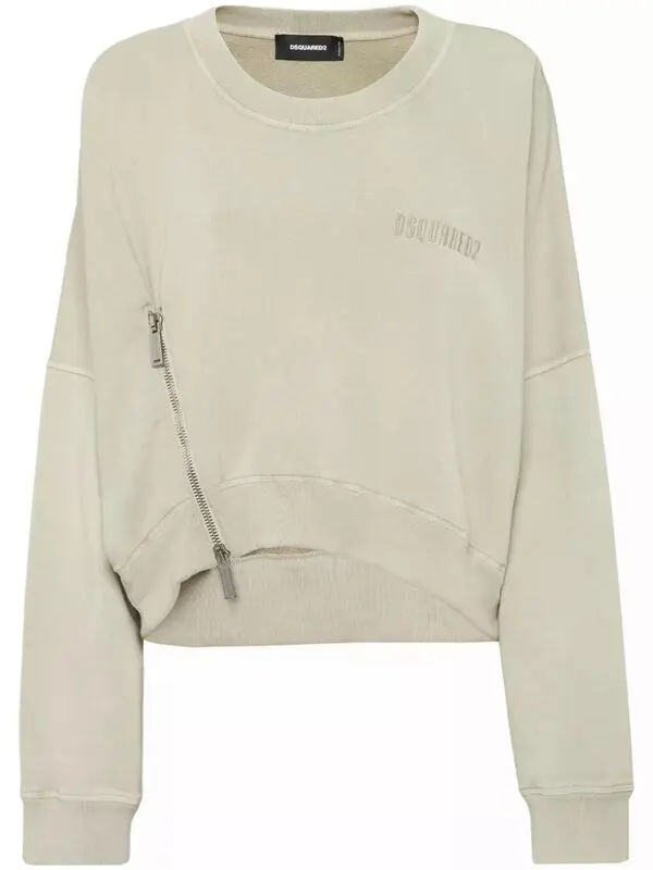 Dsquared2 Logo-embroidered Zip-up Sweatshirt - Neutrals
