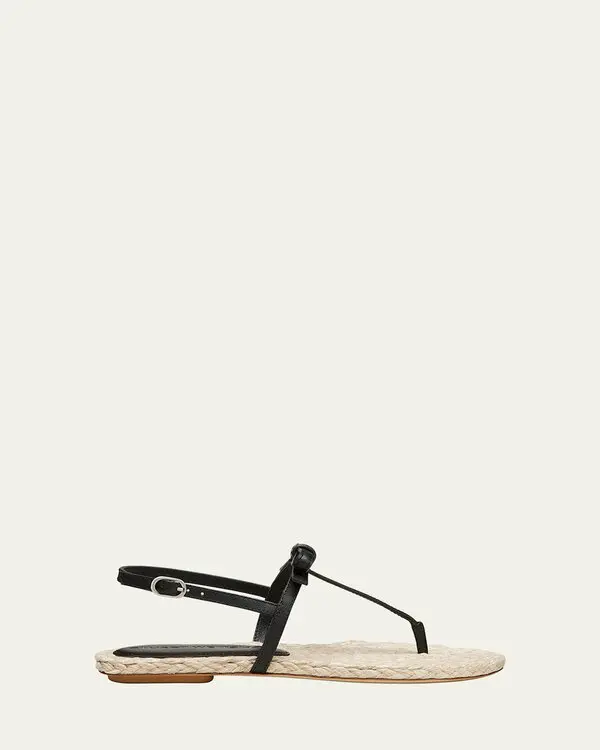 STUART WEITZMAN Felicity Leather Espadrille Sandals - Black/natural