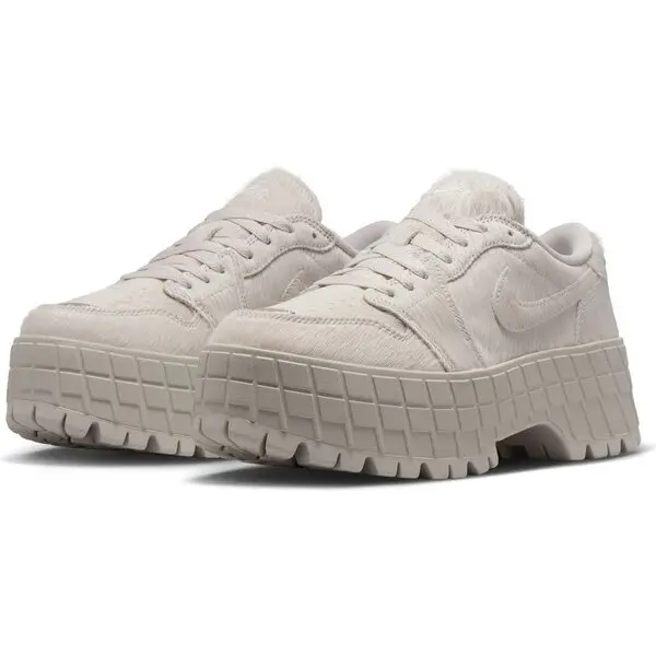 JORDAN Air 1 Brooklyn Platform Sneakers - Light Bone/ Metallic Silver