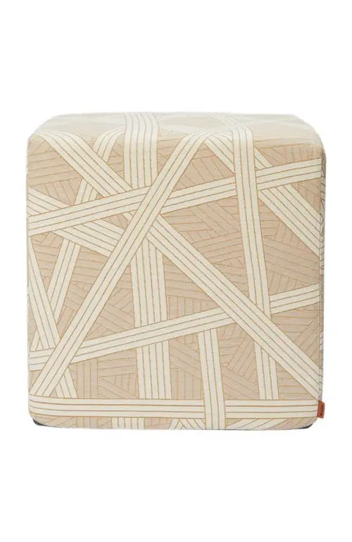 Missoni Nastri 40x40x40 Cm Footstool Cube With Contrasting Stitching - Beige