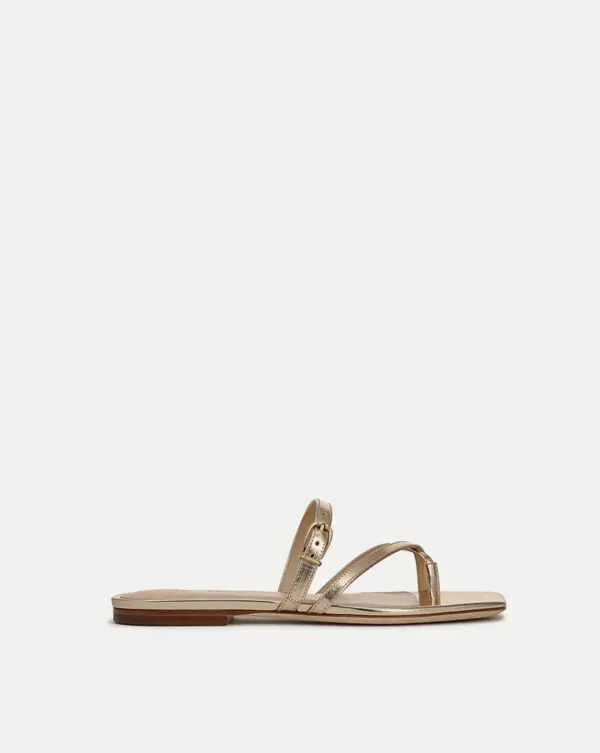 Veronica Beard Marthe Metallic Leather Sandal - Gold