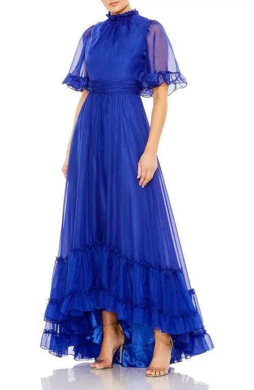 Mac Duggal Ruffled High-low Hem Gown - Sapphire