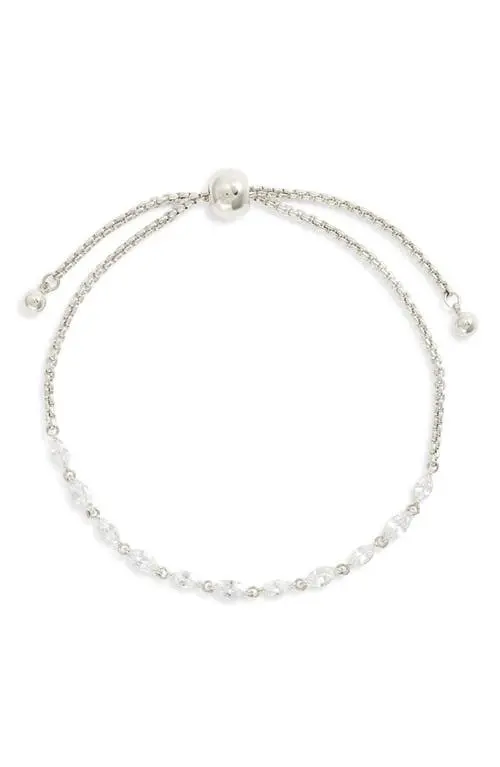Nordstrom Cubic Zirconia Marquise Slider Bracelet - Clear- Silver