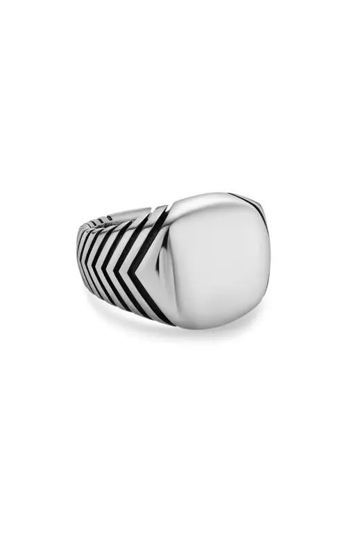 David Yurman Chevron Signet Ring - Silver
