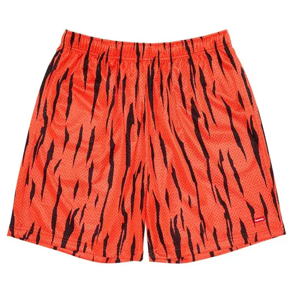 Supreme Small Box Baggy Mesh 'tiger' Short - Orange