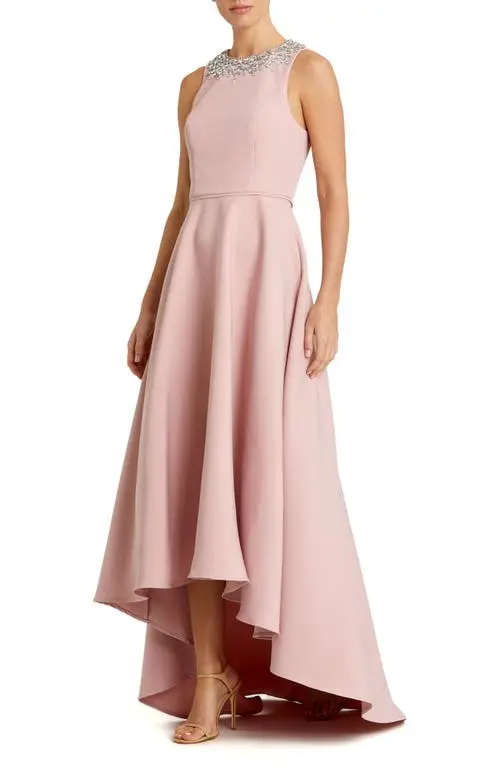 Mac Duggal Crepe Embellished High-low Gown - Blush