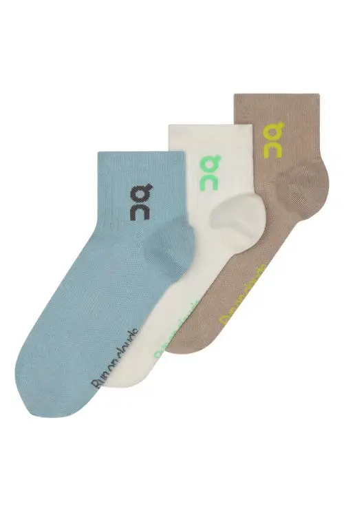 On Assorted Logo Quarter Socks 3-pack - Desert/wash