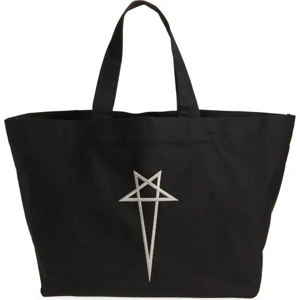 Rick Owens Star Embroidered Beach Tote - Black/ Pearl