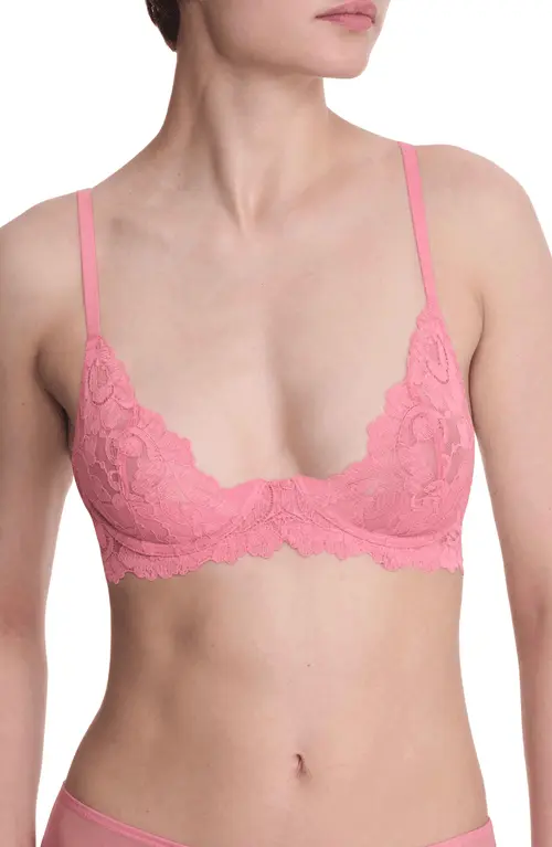 Natori Peony Lace Plunge Unlined Underwire Bra - Soft Flamingo